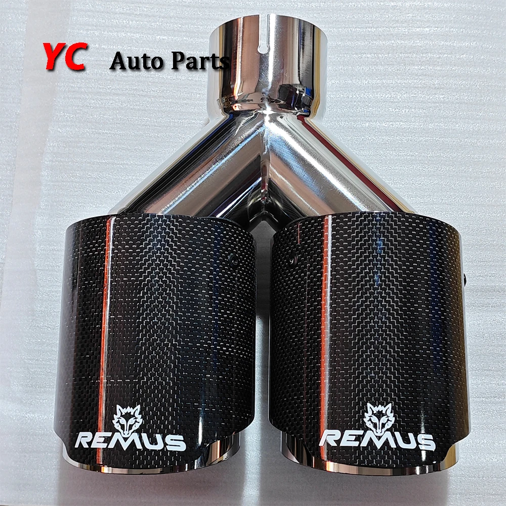 Dual-Exit Exhaust Tips High-Gloss Carbon Fiber Stainless Steel Dual ...