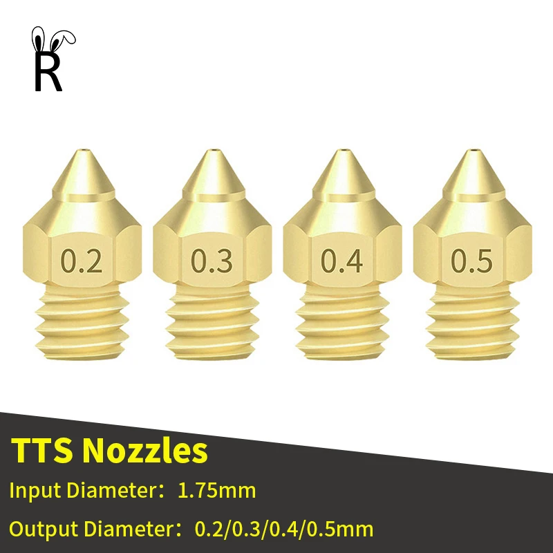 TTS Pointed Nozzle High Hardness Brass 0.2mm-0.5mm For1.75MM Filament ...