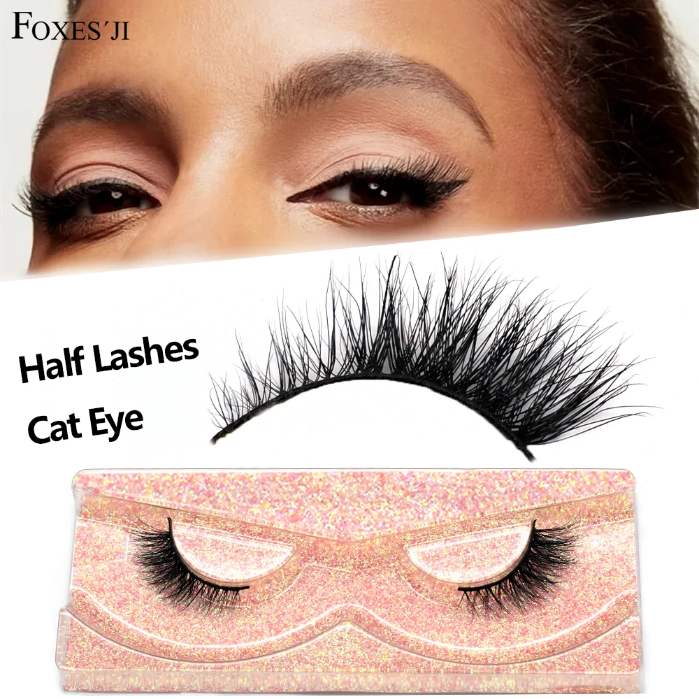 FOXESJI Half Lashes Cat Eye Mink Lashes Natural Wispy Soft Fluffy Half ...