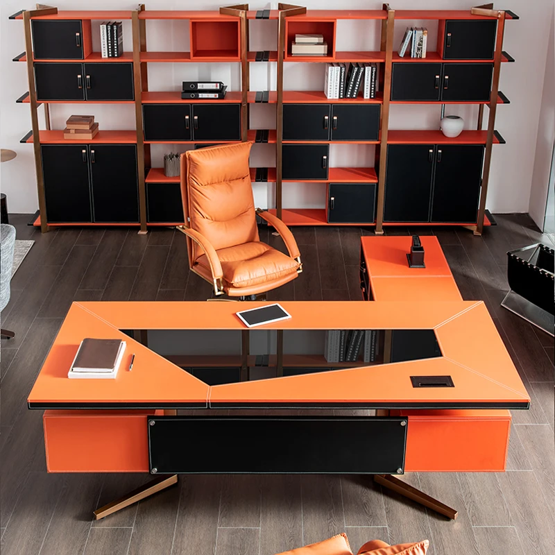 Vibrant-Orange-Boss-Desk-Executive-Desk-Simple-Modern-President ...