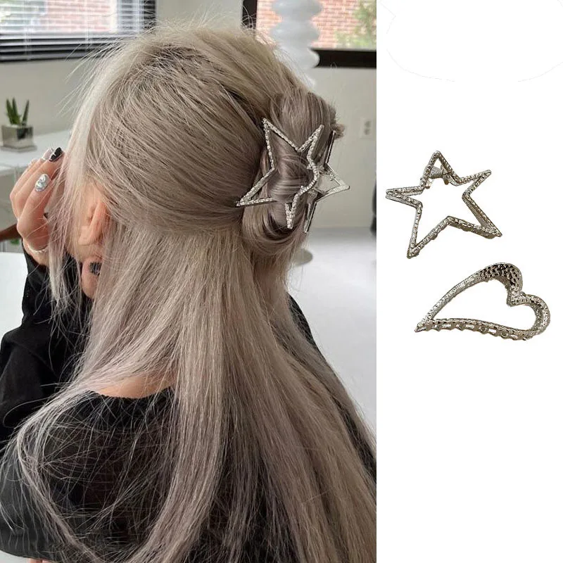 2023 Y2K Star Hair Claw Clip For Women Gold Metal Hairpins Girl Heart ...