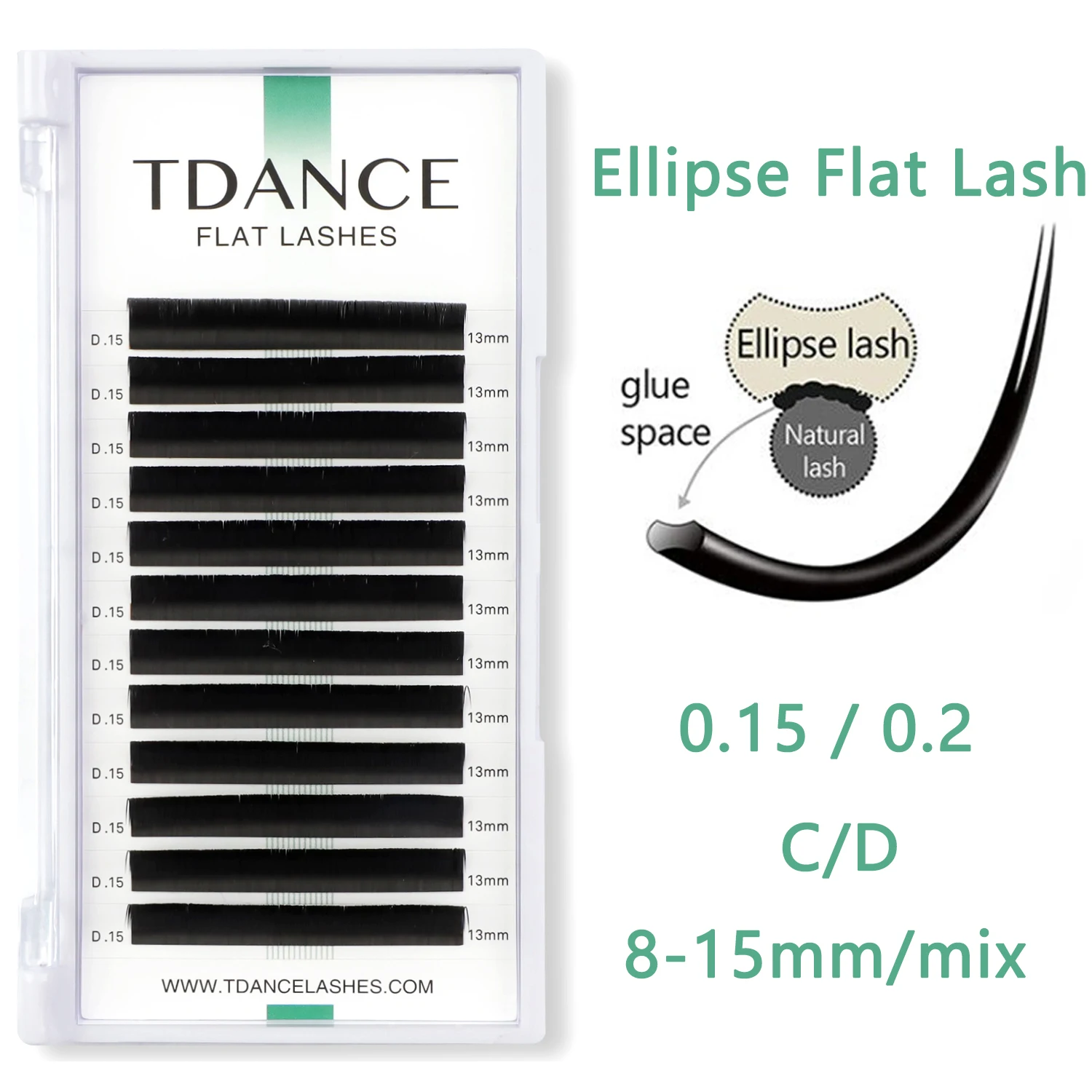 TDANCE-12Lines-8-15mm-Ellipse-Flat-Lashes-Matte-Split-Tips-Shaped ...