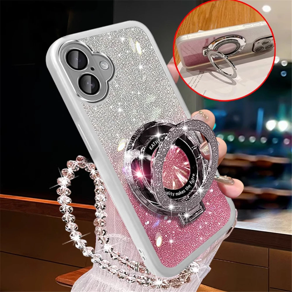 Crystal Bracelet Glitter Phone Holder Case - Stand Soft Silicone Cover ...