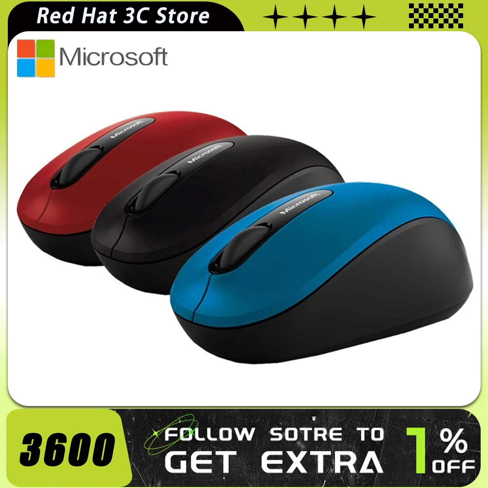 Microsoft-3600-Wireless-Mouse-Bluetooth4-0-Mobile-Portable-Lightweight ...