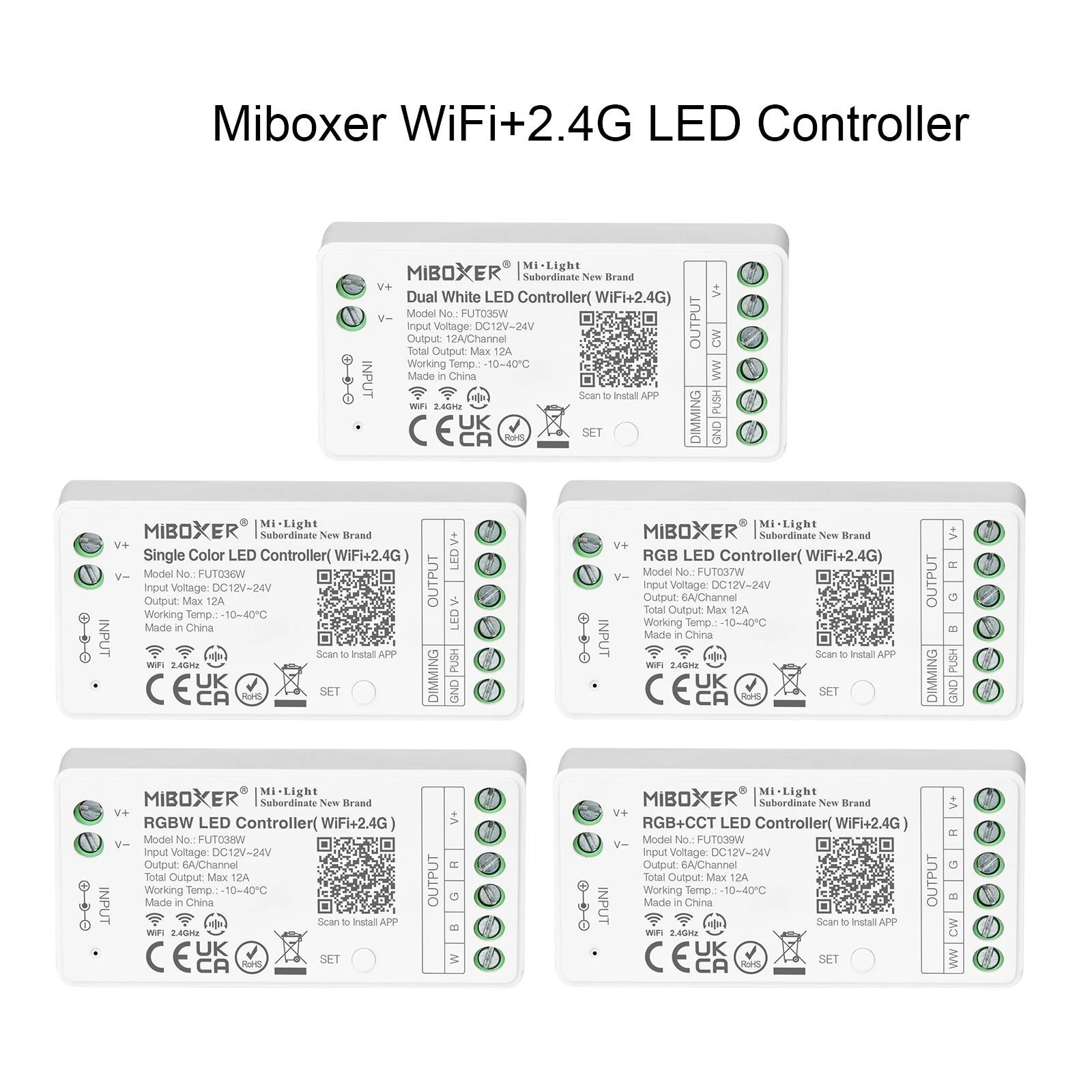 Miboxer Wifi+2.4g Led Controller Fut035w Cct Fut036w Dim Fut037w Rgb Fut038w Rgbw Fut039w Rgb ...