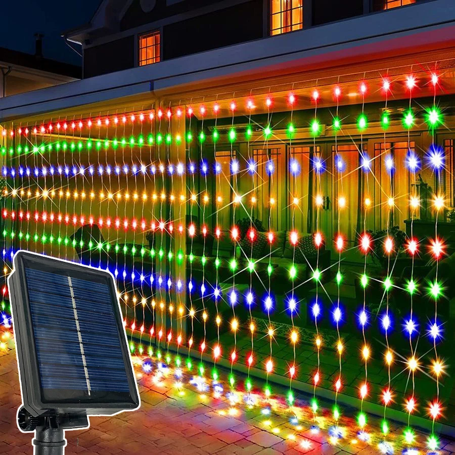 Solar-Curtain-Lights-Outdoor-Christmas-Fairy-Lights-with-8-Lighting ...