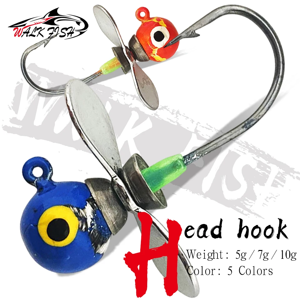 WALK-FISH-2Pcs-5g-7g-10g-New-Airscrew-Hooks-For-Soft-Lure-Head ...