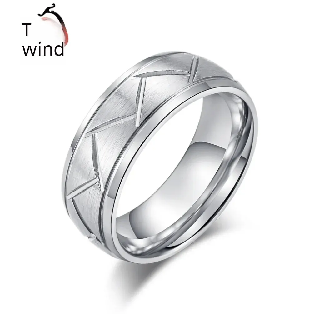 Titanium-Steel-Men-Ring-Diagonal-Line-Arc-Pure-Black-Finger-Ring ...