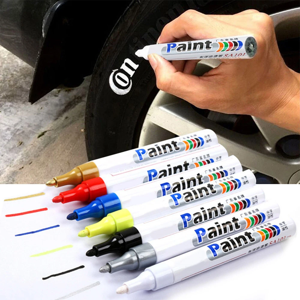 1pcs White Waterproof Cars Wheel Tire Oily Mark Pen Auto Rubber Tyre ...