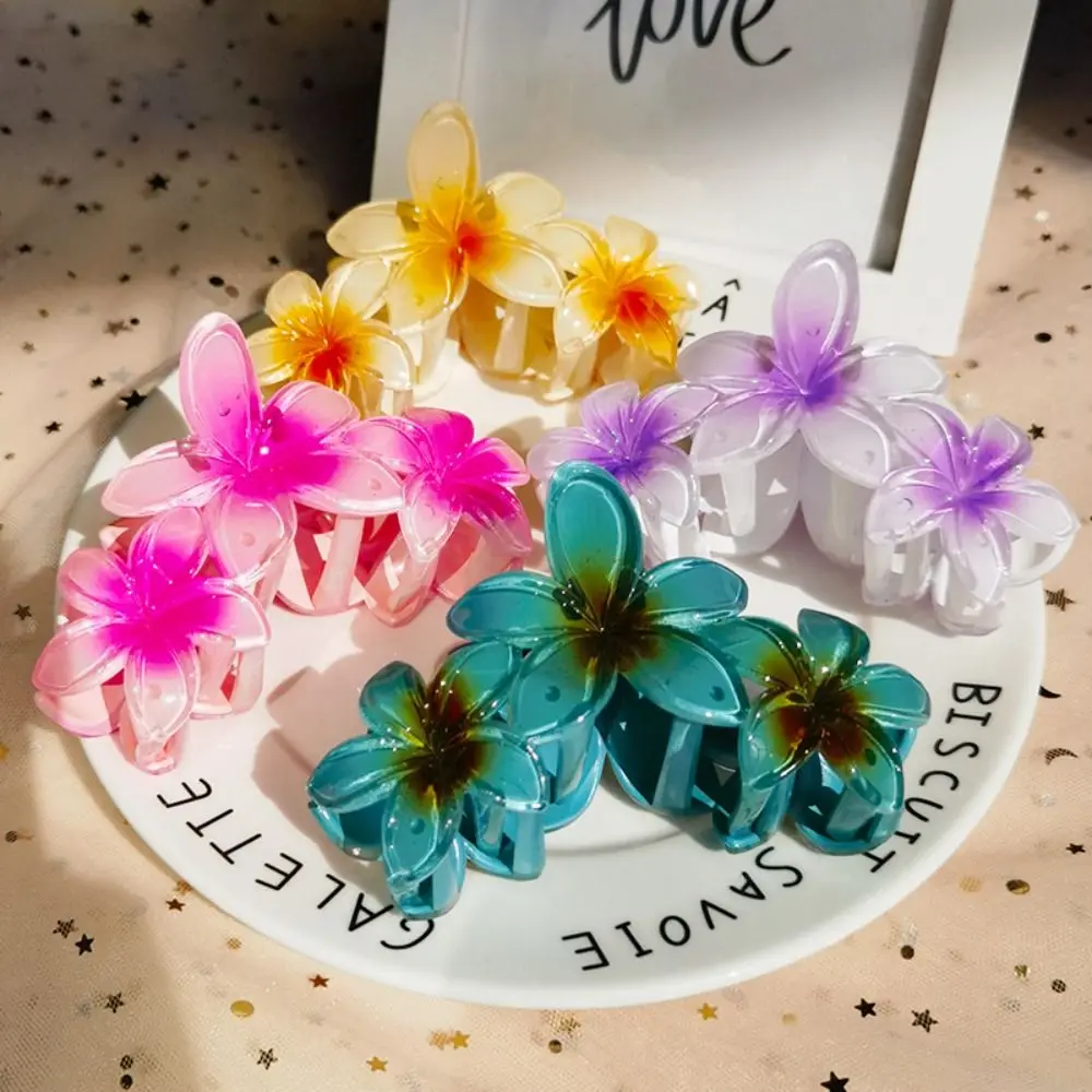 Colorful-Flower-Hair-Claw-Clip-Gradient-Frangipani-Shark-Clip-Seaside ...