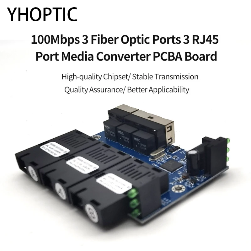 Fiber Optic Converters, Media Converter, PCBA Board, Single Mode, 3 ...