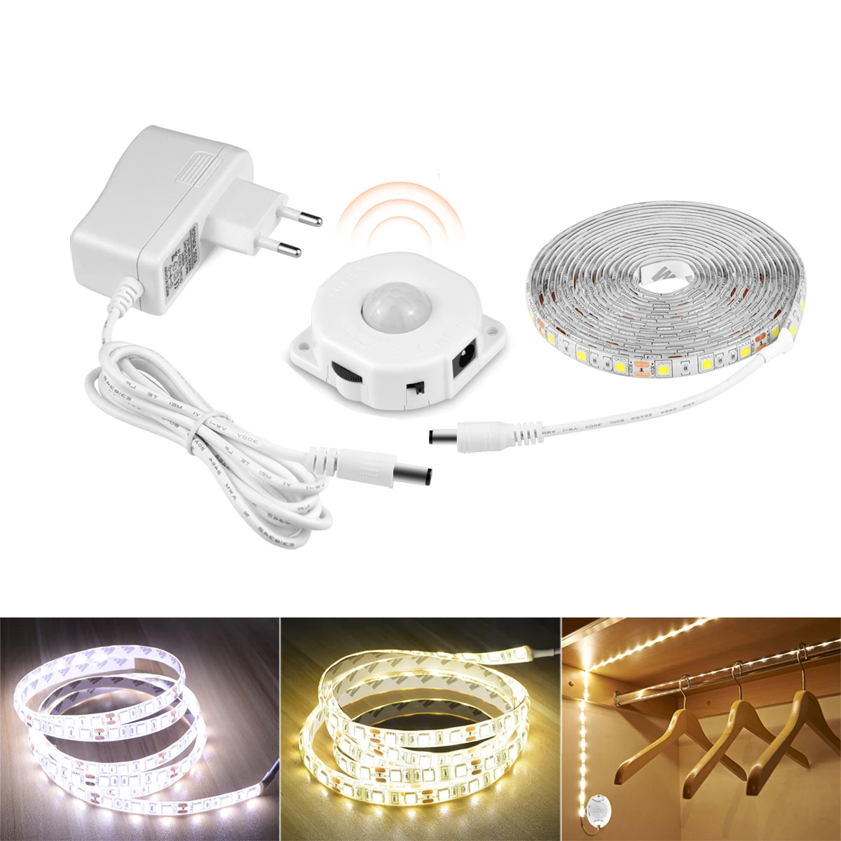 Wireless-PIR-Motion-Sensor-12V-LED-Strip-Light-5050-SMD-Auto-ON-OFF ...