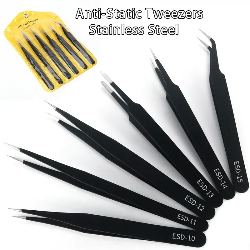 1-6pcs-Anti-static-Stainless-Steel-for-Watch-Jewelry-Tweezers-Set ...