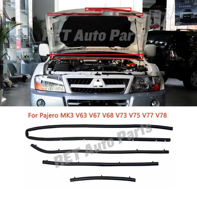 Capô do carro Weatherstrip para Mitsubishi Montero, Bonnet Vedação De ...