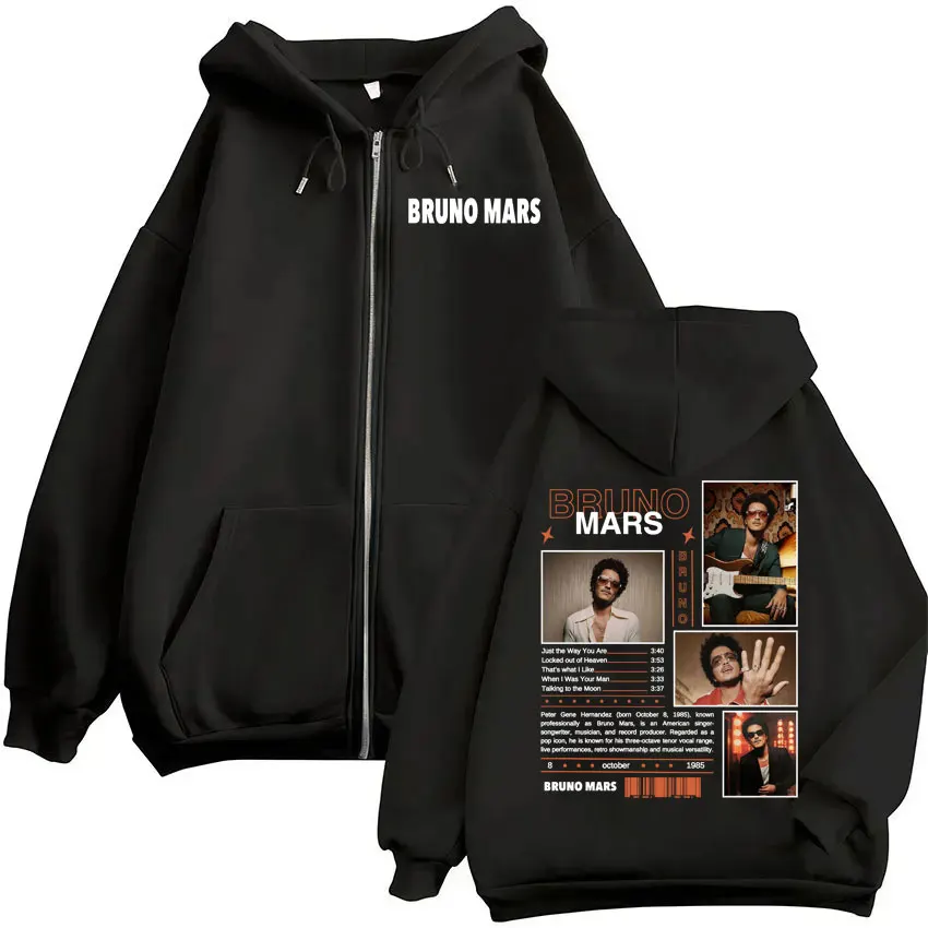 Singer Bruno Mars Album Merch Zipper Sweatshirt Men Women Oversized Hip ...