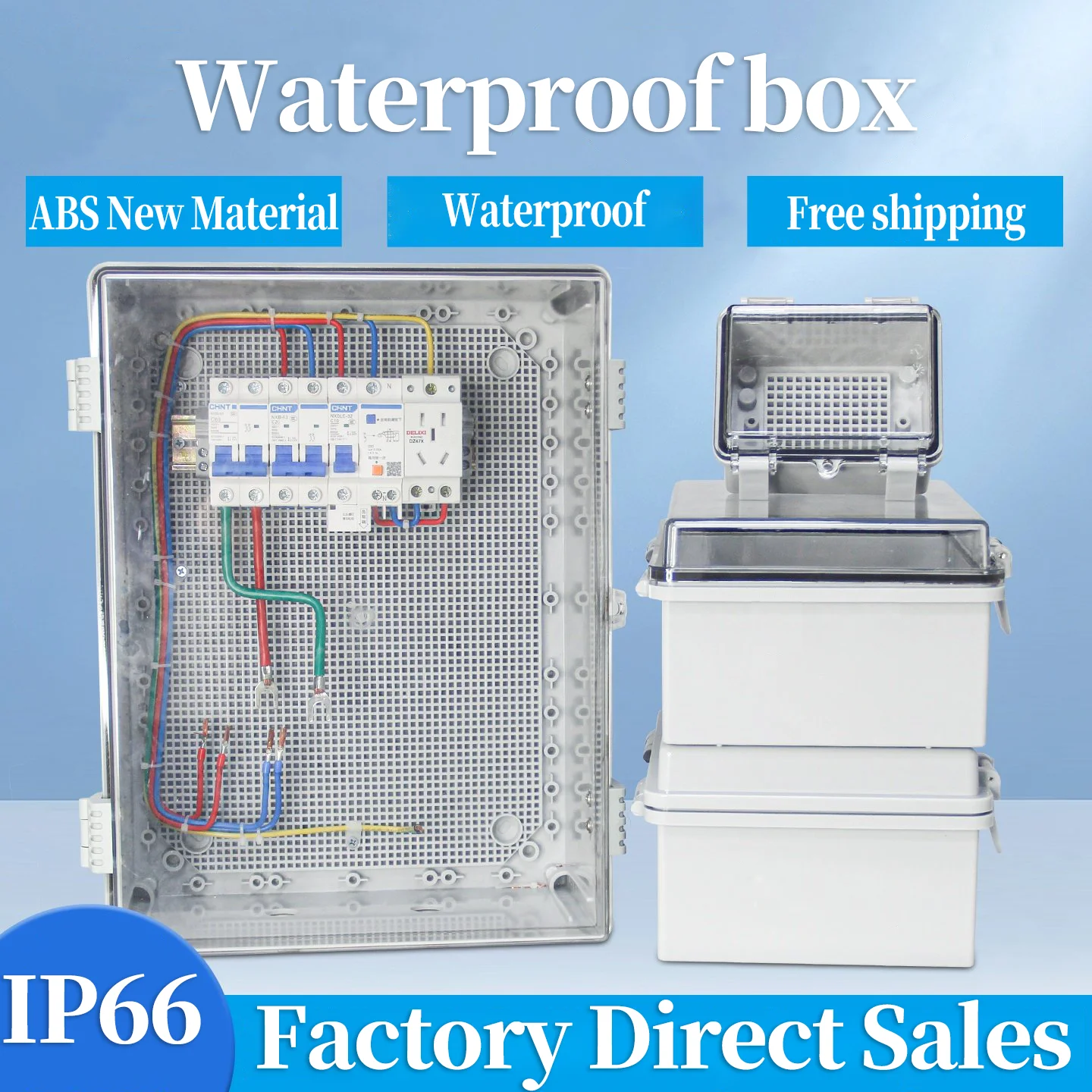 Outdoor IP66 Waterproof Plastic Electrical Distribution Box ABS Gray ...