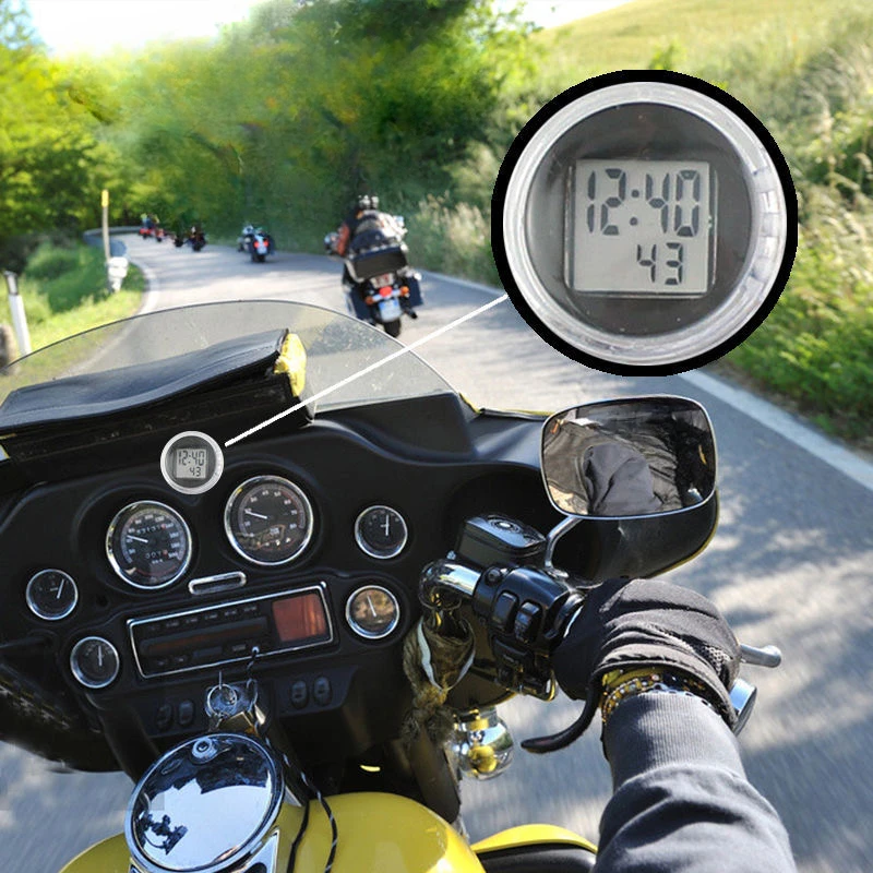 1Pc Mini Waterproof Motorcycle Bike Sticky Digital Display Clock Watch ...