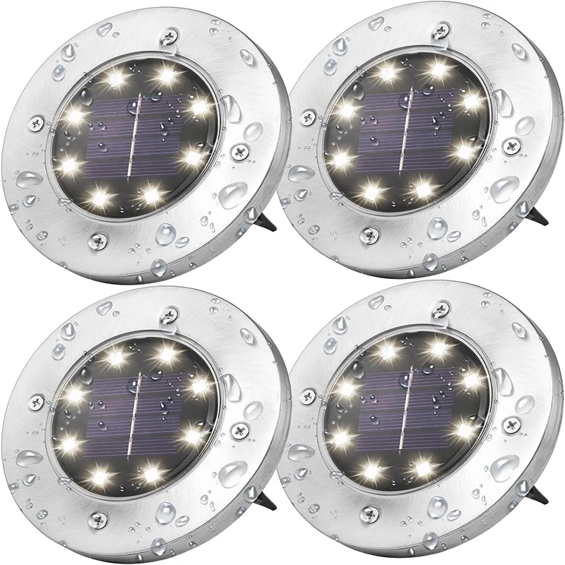8LED-Solar-Power-Disk-Light-Outdoor-Garden-Solar-Underground-Light-Deck ...