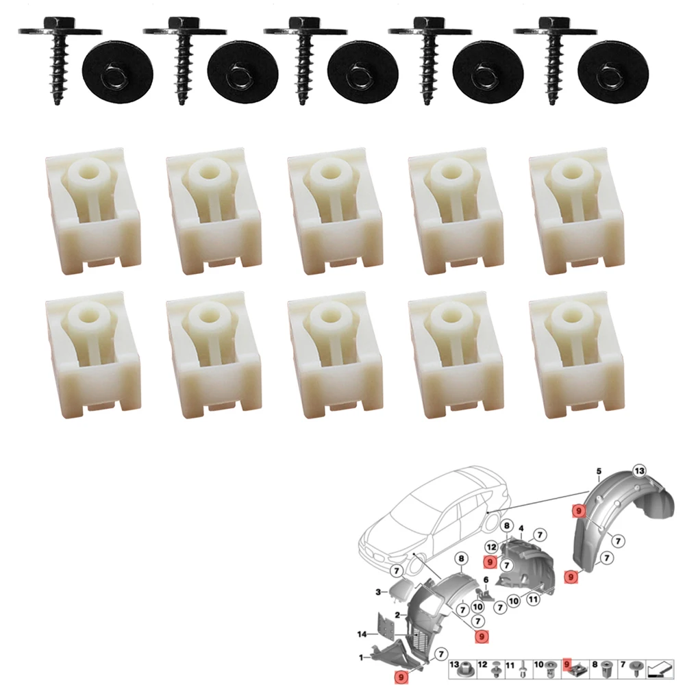 20pcs-set-For-BMW-Front-Fender-Liner-C-Clip-Hex-Bolt-Screw-Combo-Kit ...