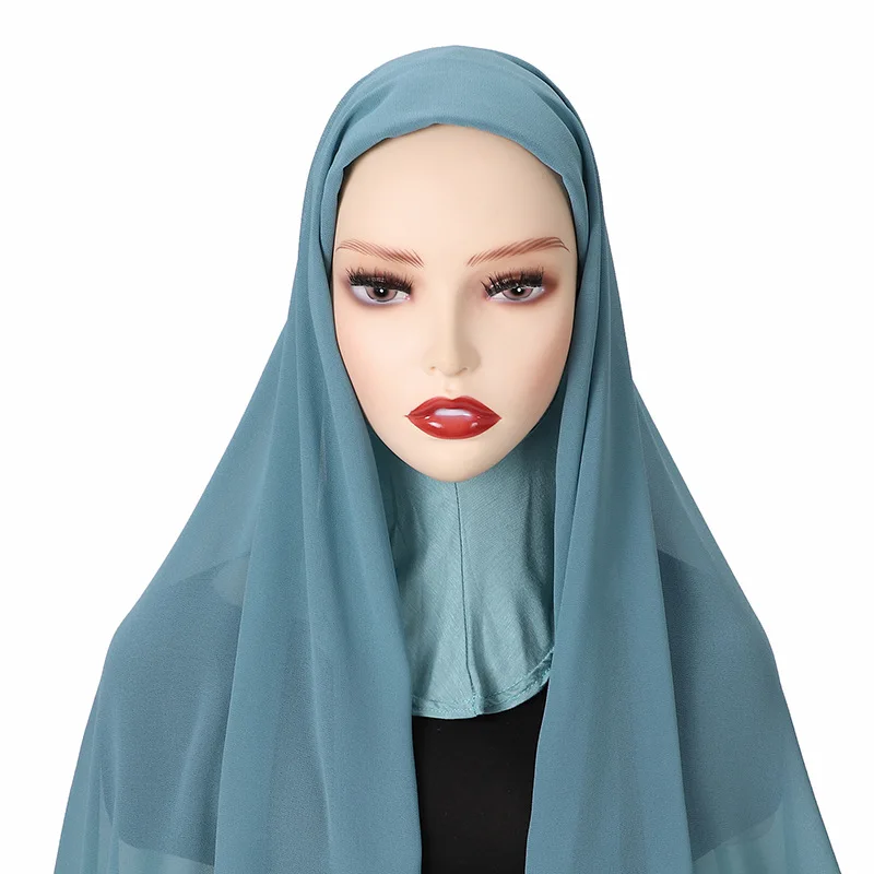 Solid Color Chiffon Hijab with Bonnet Under Scarf New Design Chiffon ...
