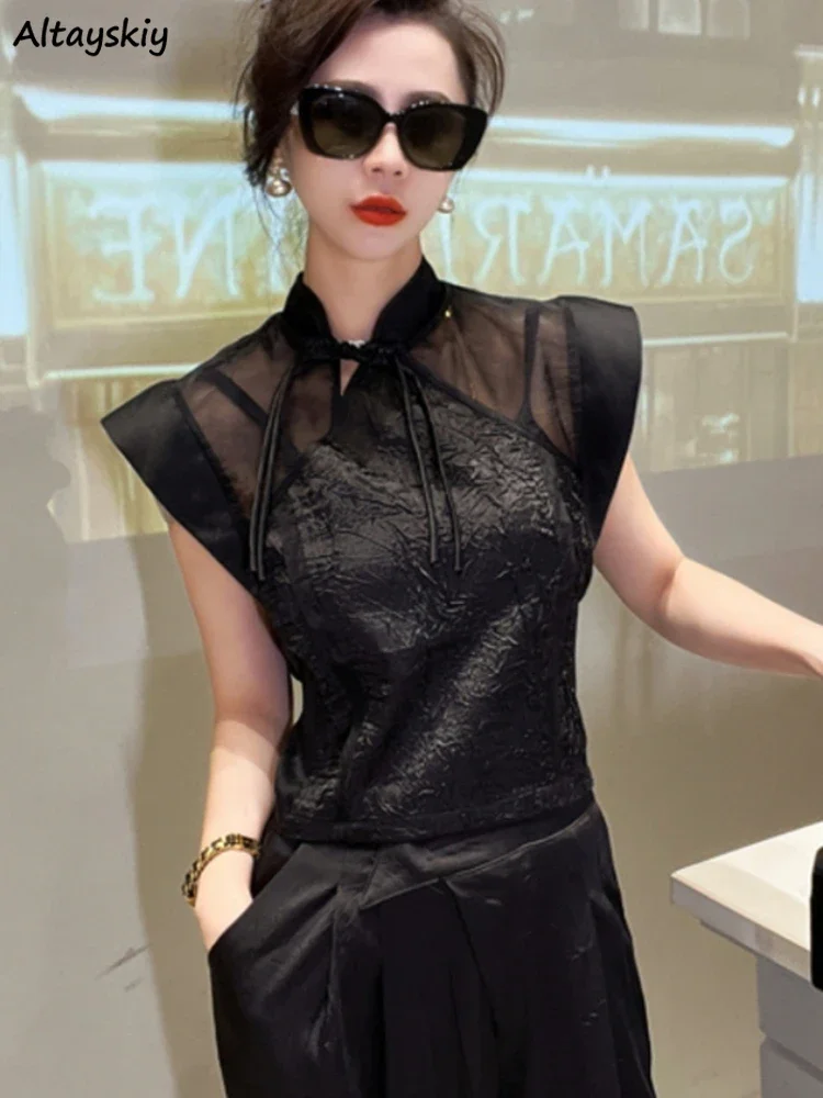 Black-Blouses-Women-Summer-Sexy-Gothic-Chinese-Style-Crop-Tops ...