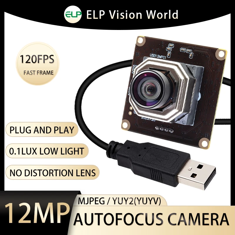 ELP 12MP Webcam Autofocus USB Camera 1080P 120FPS Low Light Camera ...