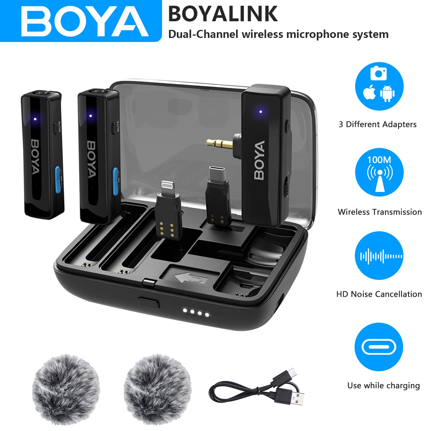 BOYA-BOYALINK-Wireless-Lapel-Microphone-for-iPhone-Cell-Phone-Android-Smartphone-DSLR-Cameras ...