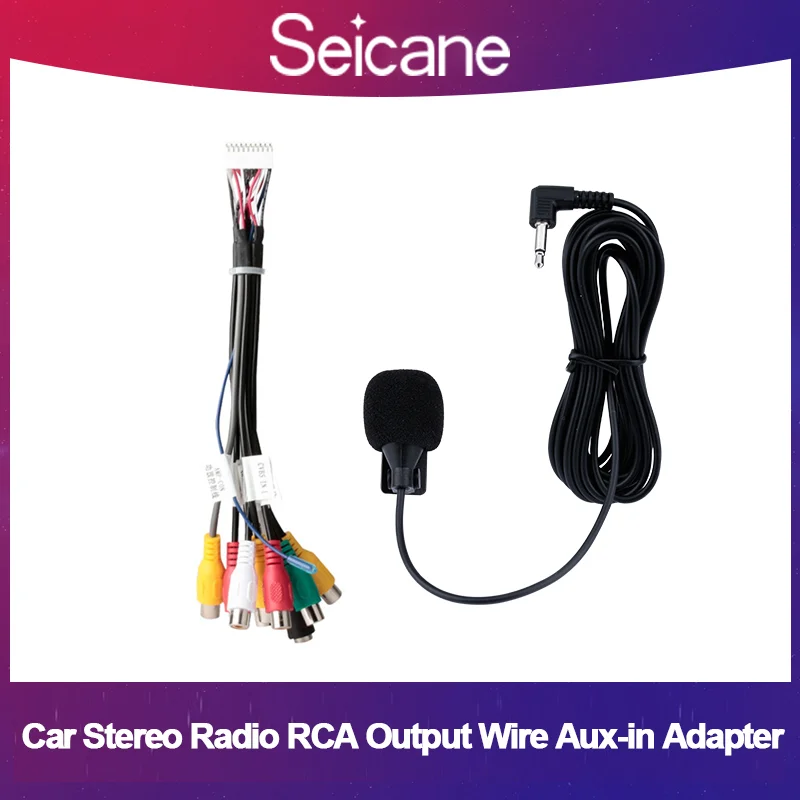 Seicane Car Stereo Radio RCA Output Wire Aux-in Adapter Support ...