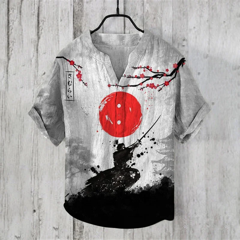 2024 Summer New Japanese Swordsman Bushido Pattern Printed High Quality ...