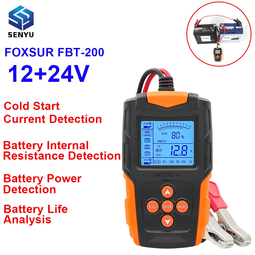 FOXSUR-FBT200-12V-24V-Smart-Car-Battery-Tester-for-Wet-GEL-SLA-Flooded ...