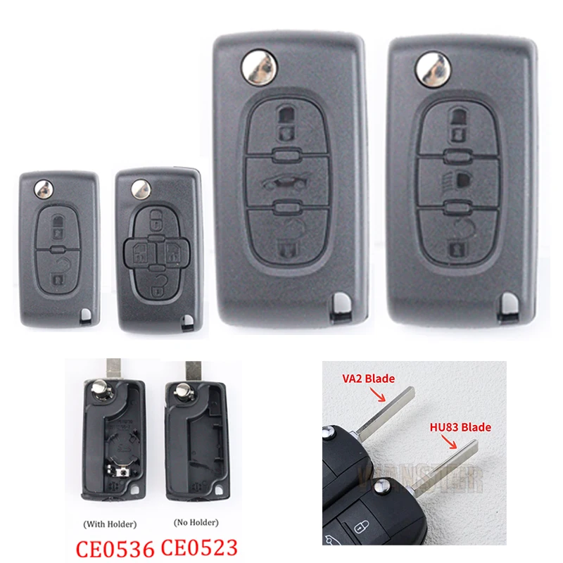 Car Key Housing for Peugeot 207 307 308 407 607 807 Partner Tepee Car ...