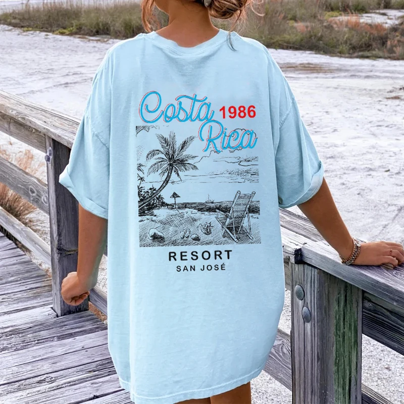 Costa Rica Back Print Oversized T Shirt for Women Vsco Girl Aesthetic ...