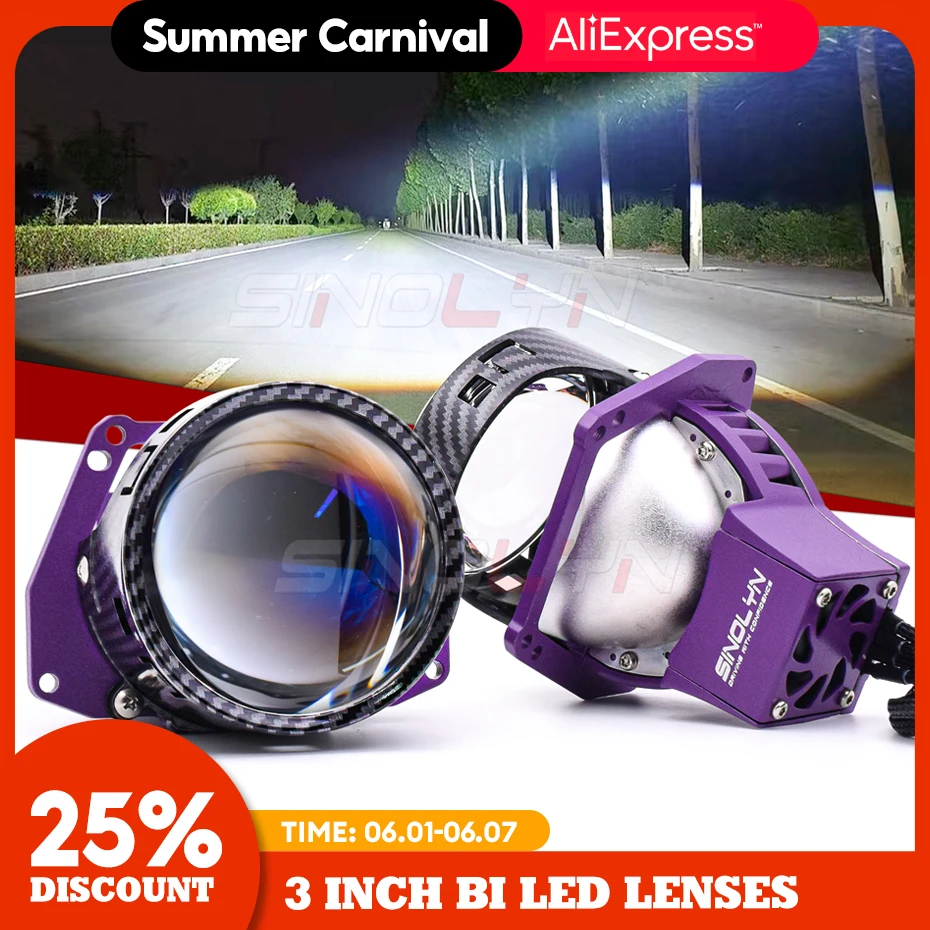 Sinolyn-3-pollici-19000LM-Blue-Bi-LED-lenti-luci-per-auto-Angel-Eyes ...