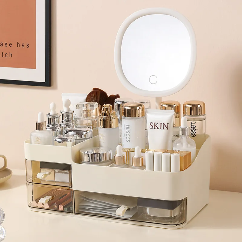 Table-Makeup-Storage-Box-With-Mirror-Desktop-Dressing-Makeup-Mirror ...