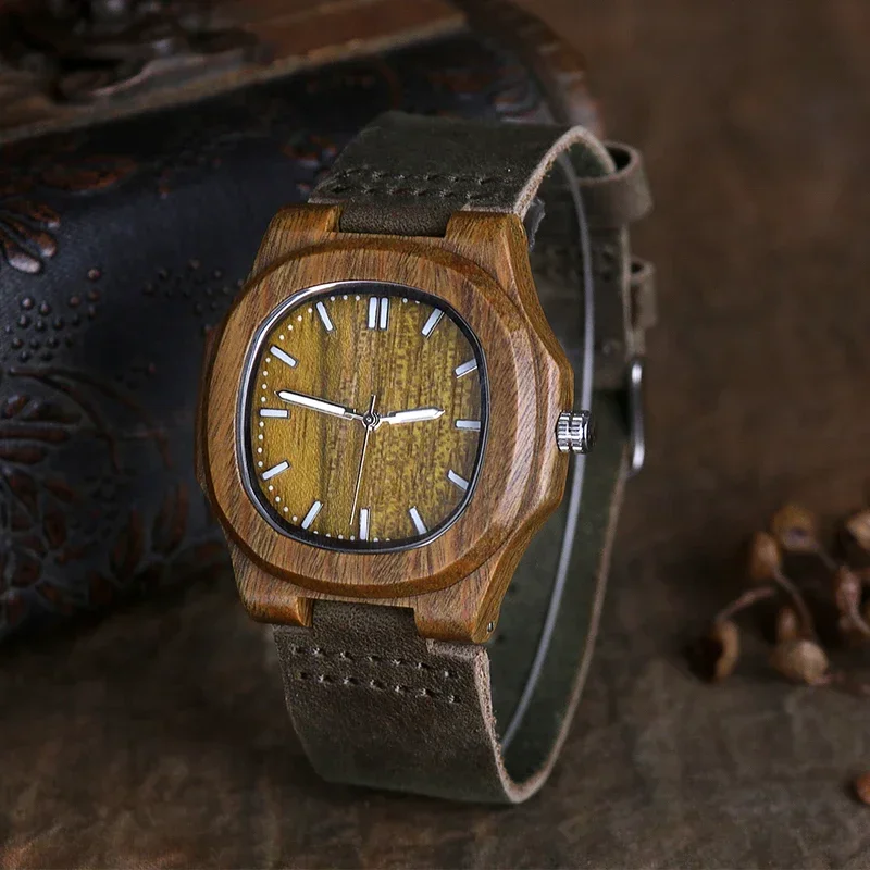 MT1055 Fashion Vintage Simple Design Wood grain Watch Wooden Men's ...