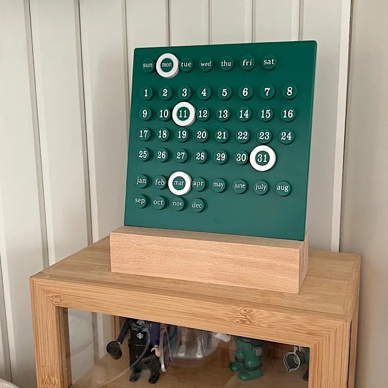 Ins Creative Calendar Acrylic with Wood Base Desk Calendar Record Dates ...