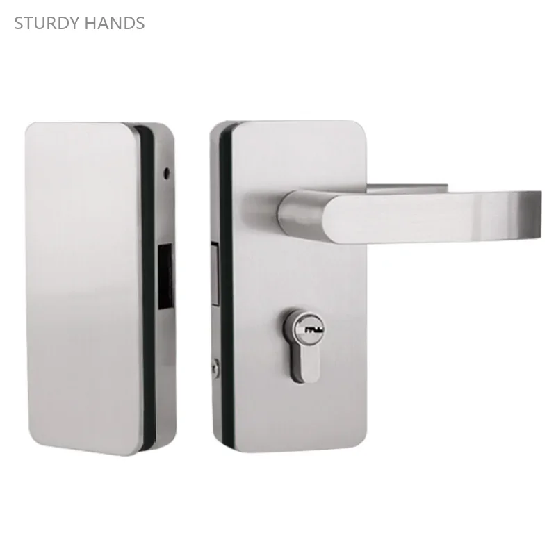 1 set of stainless steel glass door handle lock office partition ...