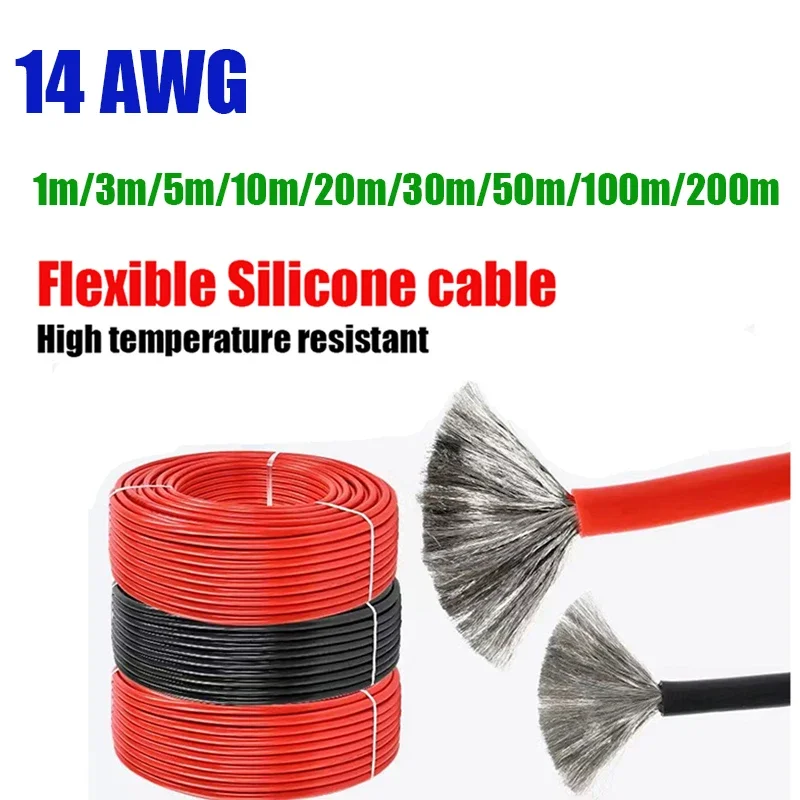 14AWG-20A-2mm-Heat-Resistant-Power-Cable-Red-Black-Silicone-Wire-20m ...