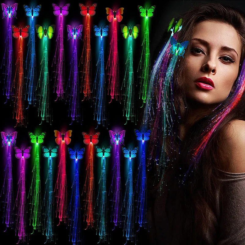 1pc-50-pcs-Led-Party-Hair-Clip-Light-Fiber-Optic-Wire-Hairpin-Silk ...