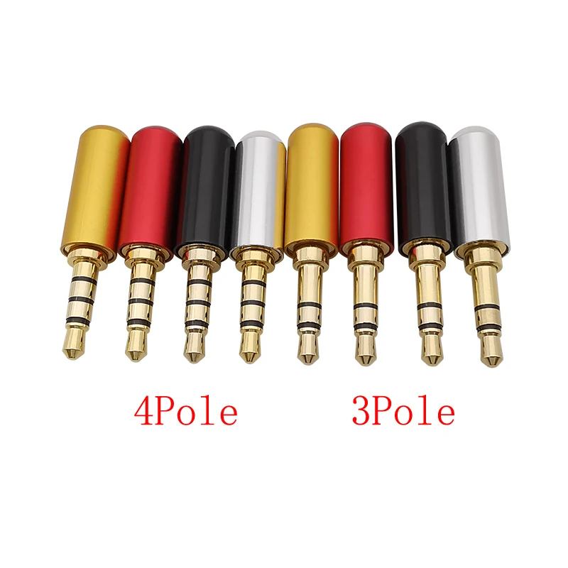 3-4-Pole-3-5mm-Stereo-Plug-Male-Headphone-Adapter-Metal-Gold-Plated-3-5 ...