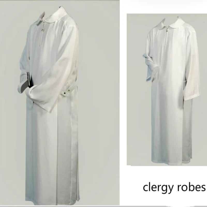 White-Christian-Clergy-Robe-Priest-Chasuble-Catholic-Toga-Deacon ...
