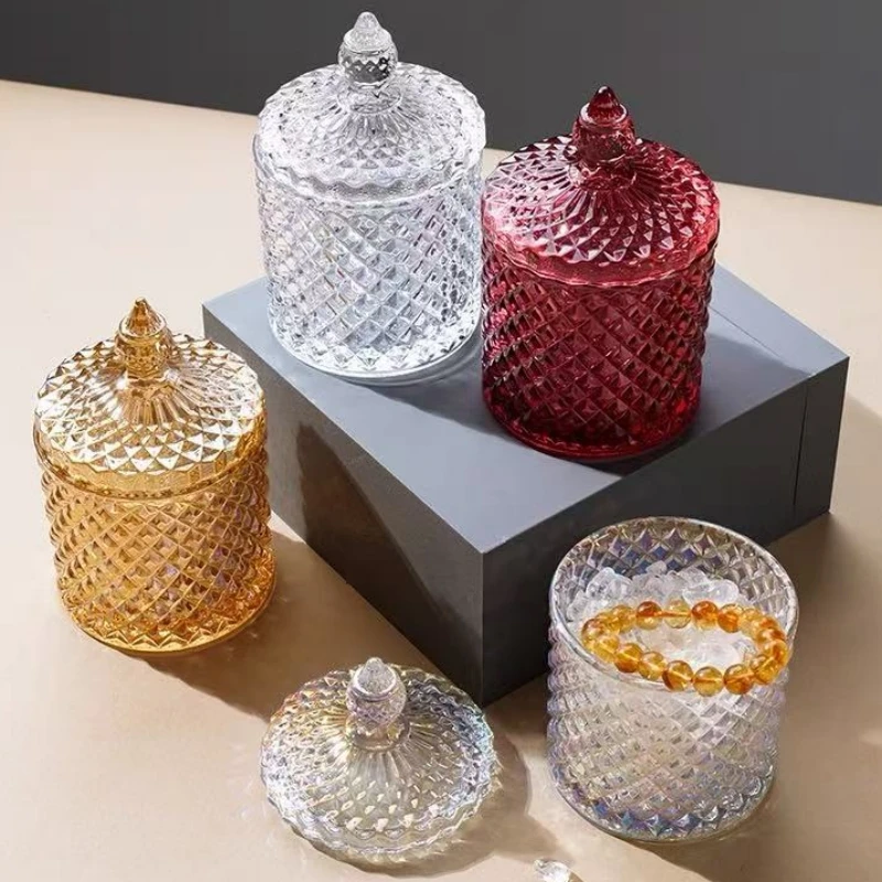 European Crystal Glass Storage Jar,Candy Box Glass Jar with Lid ...