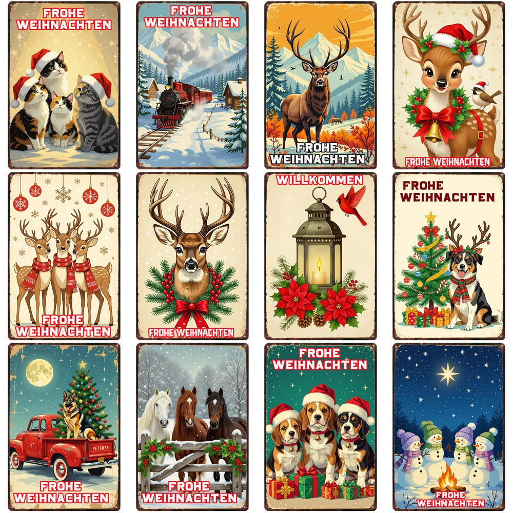 【YZFQ】Frohe Weihnachten Metal Tin Sign Merry Christmas in German Poster ...