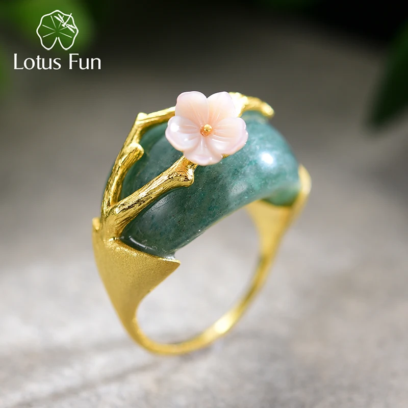 Lotus Fun Real 925 Sterling Silver Natural Pink Green Stones Original ...