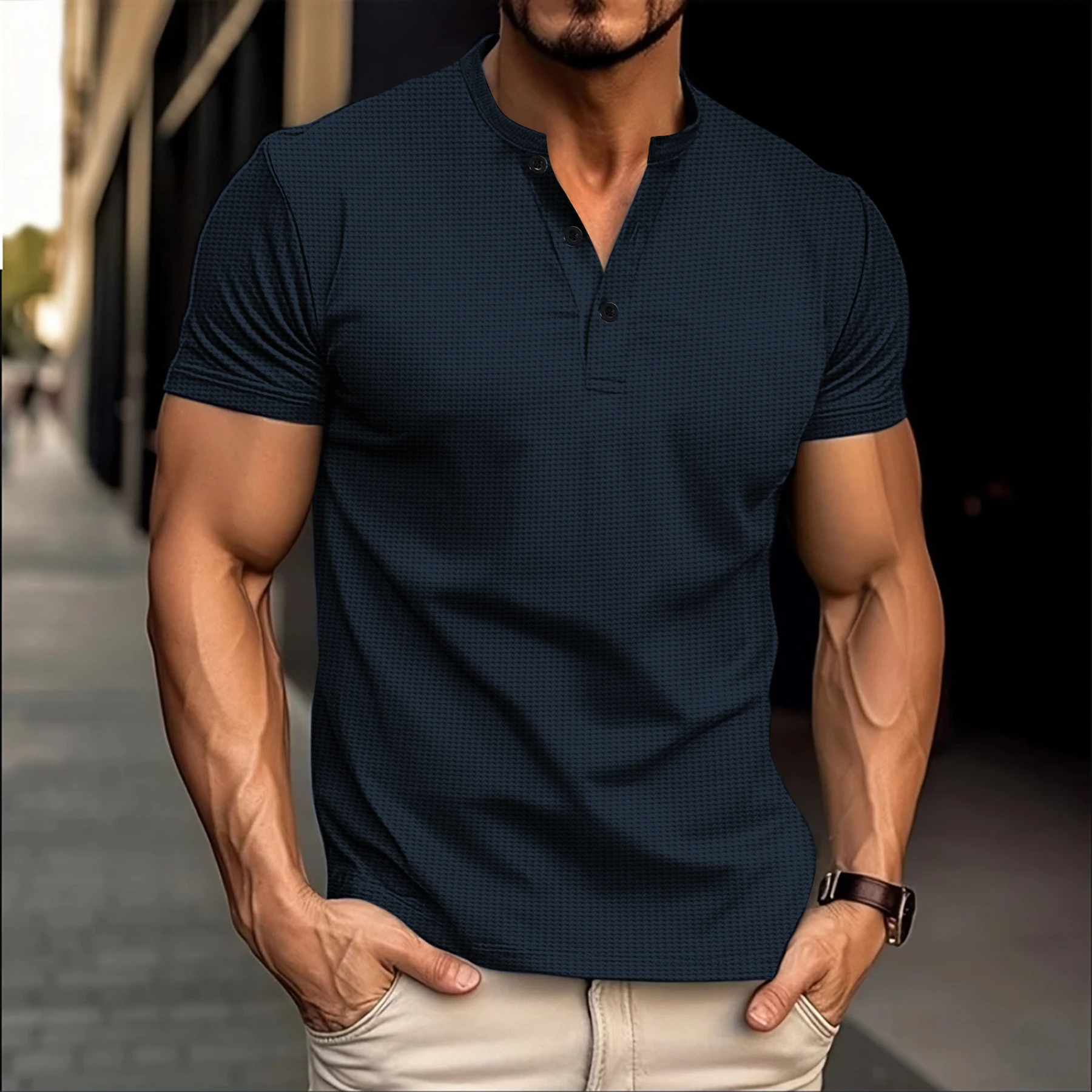 POLO-con-botones-para-hombre-camisa-informal-de-negocios-transpirable-a ...