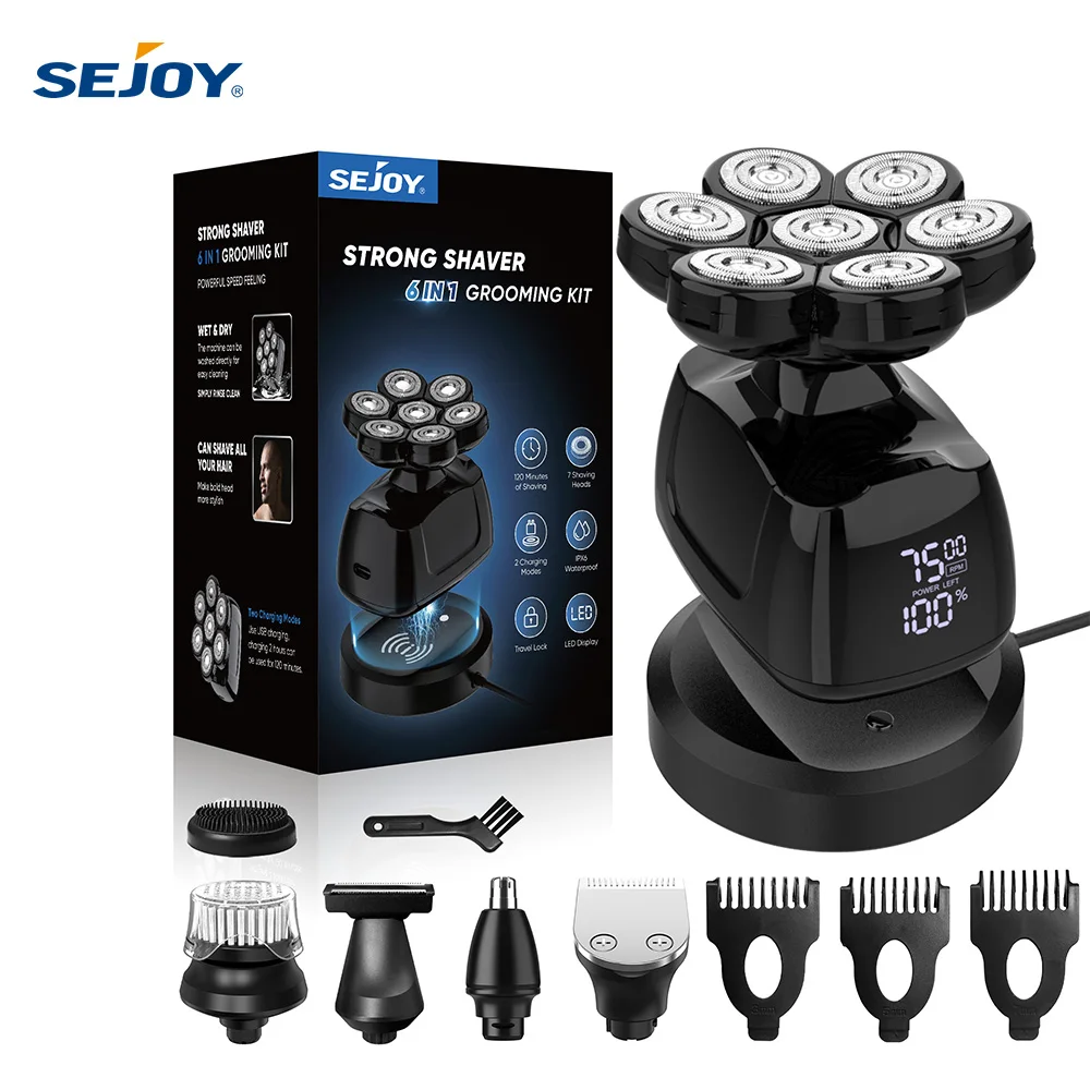 SEJOY Multifunctional 7D Head Shavers for Bald Men 6-in-1 Electric ...