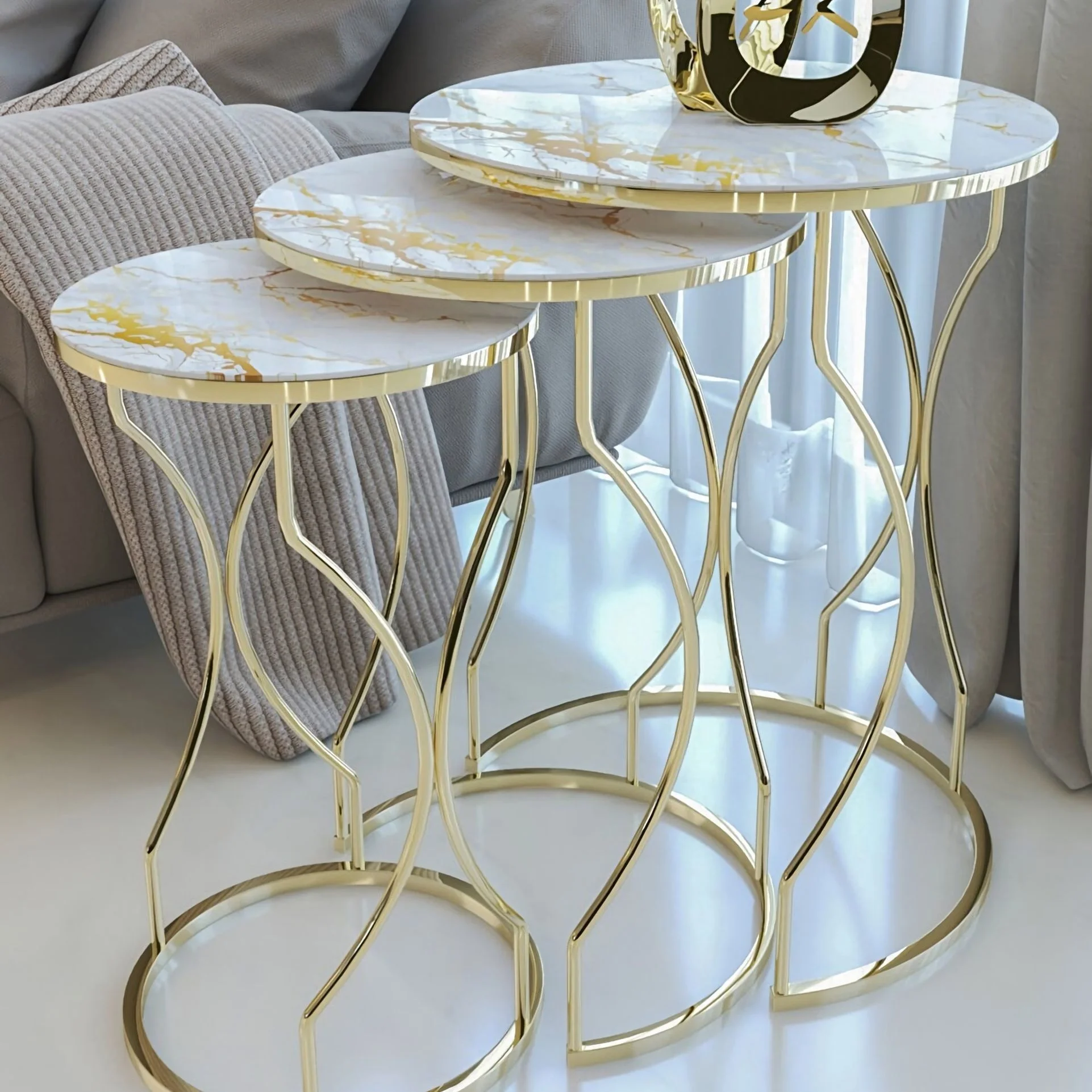 Dream-PCs-Set-Zigon-Gold-Foot-Unbreakable-Glass-Coffee-Table-Modern ...