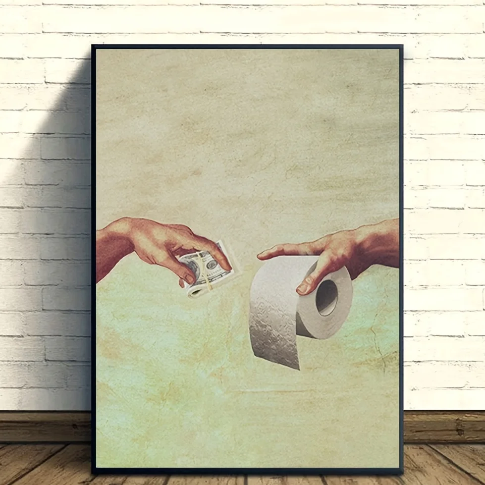 1pc-Prints-Wall-Art-Precious-Toilet-Paper-Funny-Hand-of-God-Adam-Mural ...