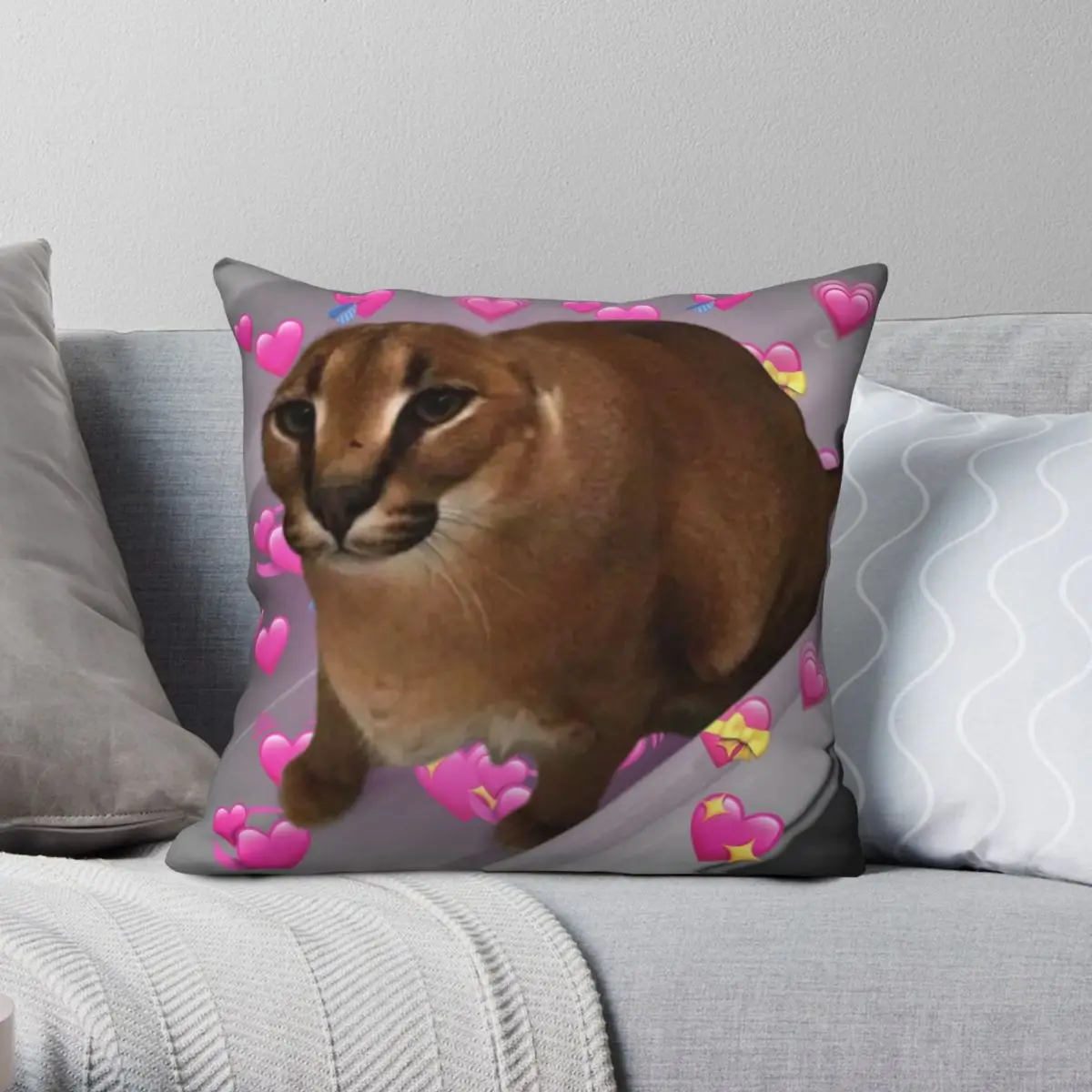 Funda de almohada Floppa de poliéster y lino de terciopelo, cubierta de ...