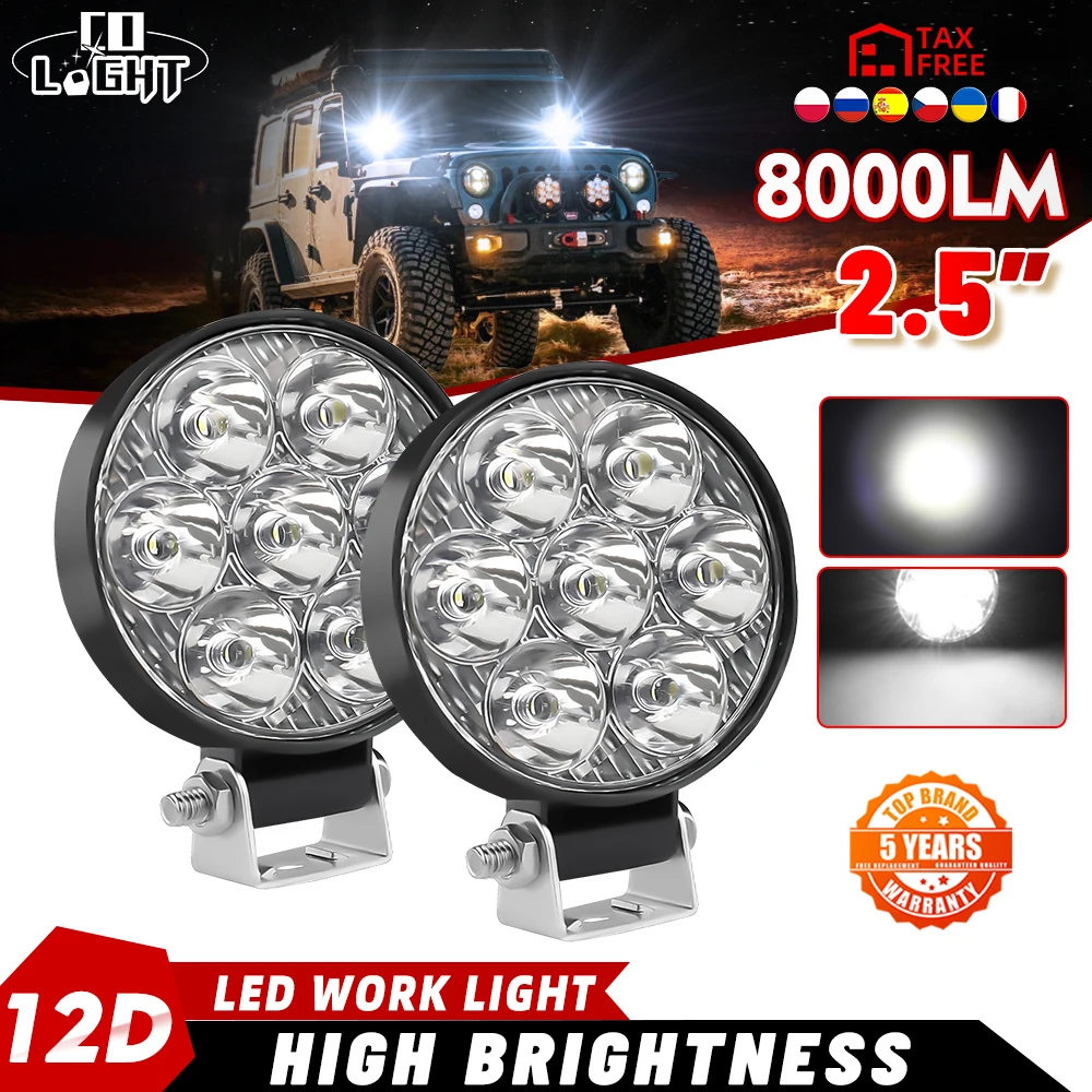 CO-LIGHT-2-5inch-8000LM-LED-Bar-Worklight-Round-Square-Work-Light-12V ...